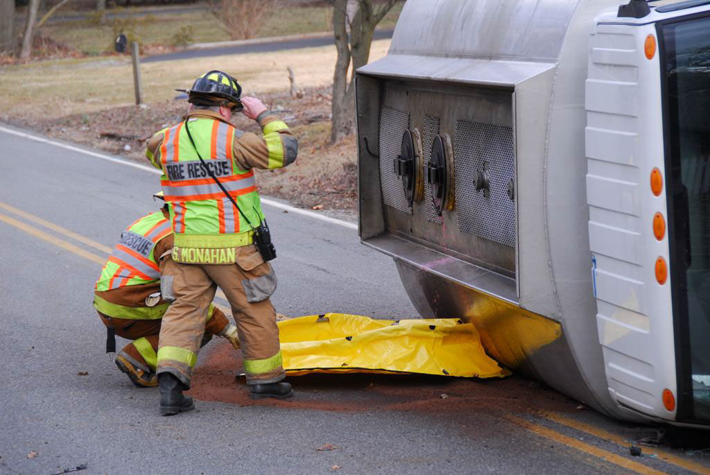 BFC Contends With Fuel Truck Roll Over - Broomall Fire Company